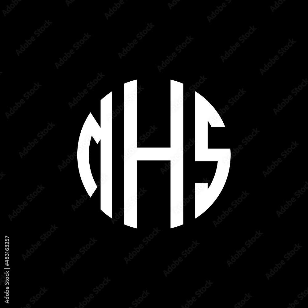 MHS letter logo design. MHS modern letter logo with black background ...