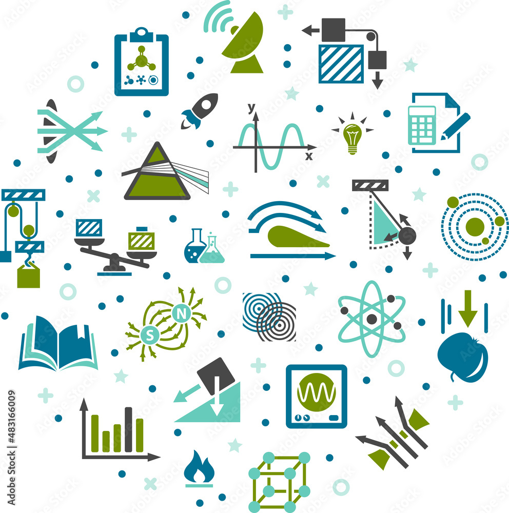 Physics vector illustration. Concept with icons related to STEM ...
