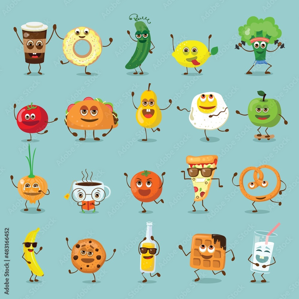 Cute Funny Food And Drink Characters Set Best Friends Funny Fast Food cute-funny-food-and-drink-characters-set-best-friends-funny-fast-food