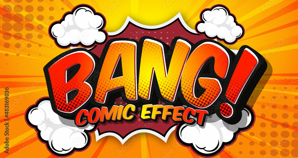 Text effect Bang comic editable style effect template Stock Vector ...