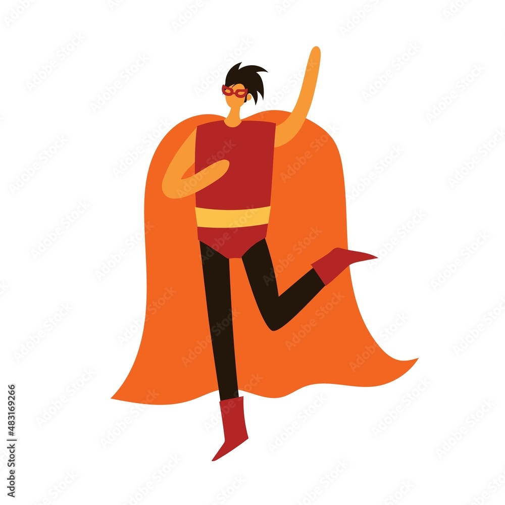 Vector illustrations in flat design of female and male kids superheroes ...