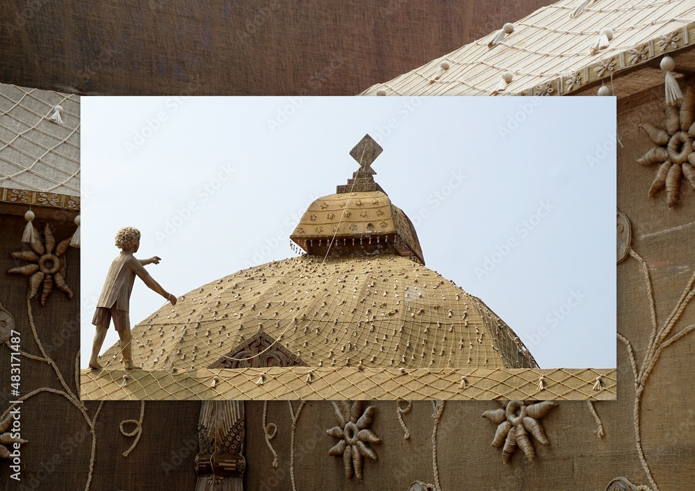 Jute Artwork of Durga Puja Pandal Stock Photo | Adobe Stock