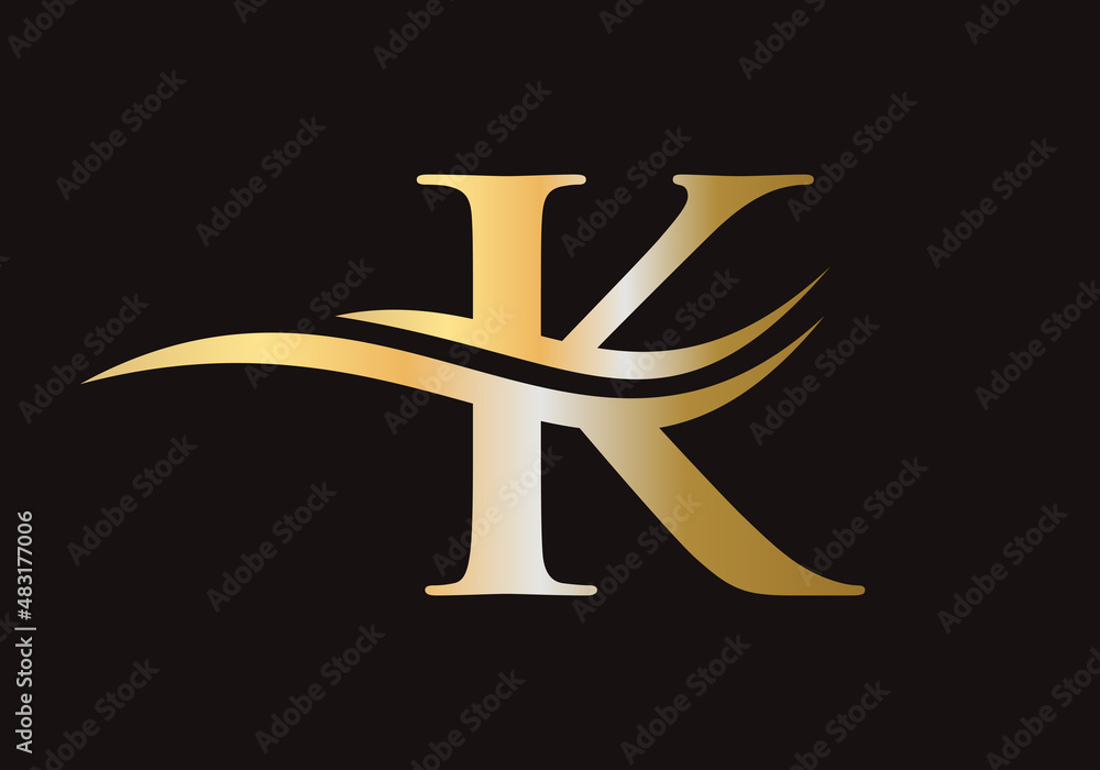 Letter K Logo Sign Design With Water Wave Concept. K Logo Design Vector ...