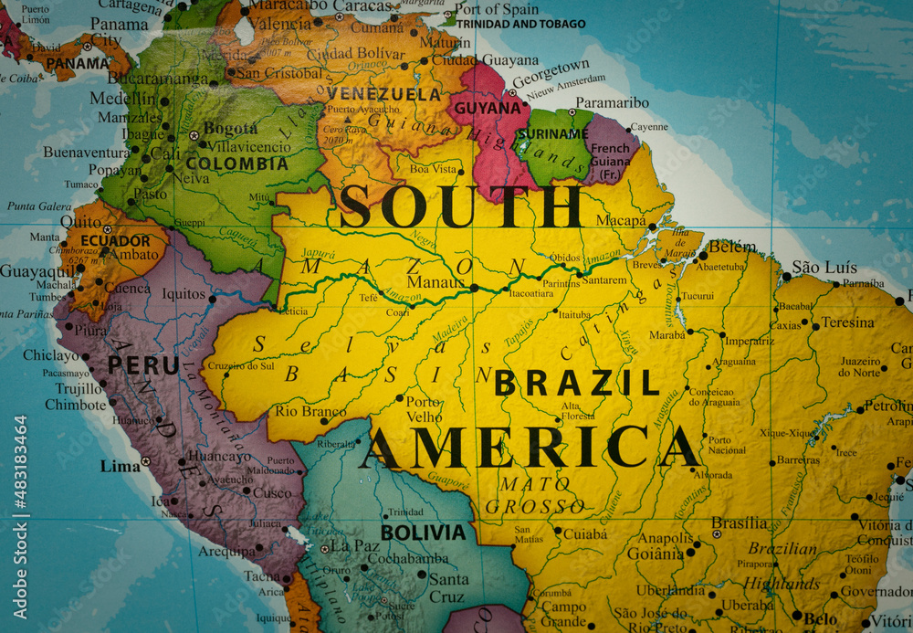 Poster closeup Map continent of South America – Wall Art | UkPosters