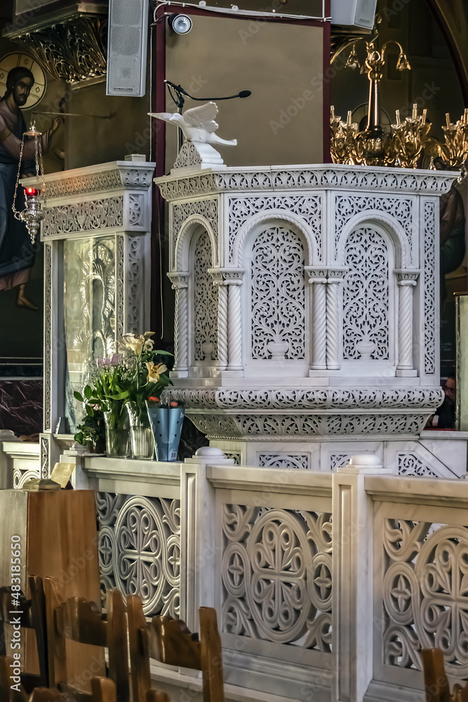 Interior of Neo-Byzantine Cathedral of Holy Trinity ("Agia Triada ...