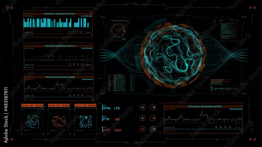 Futuristic user interface with HUD and infographic elements. Looped ... Futuristic user interface with HUD and infographic elements. Looped ...