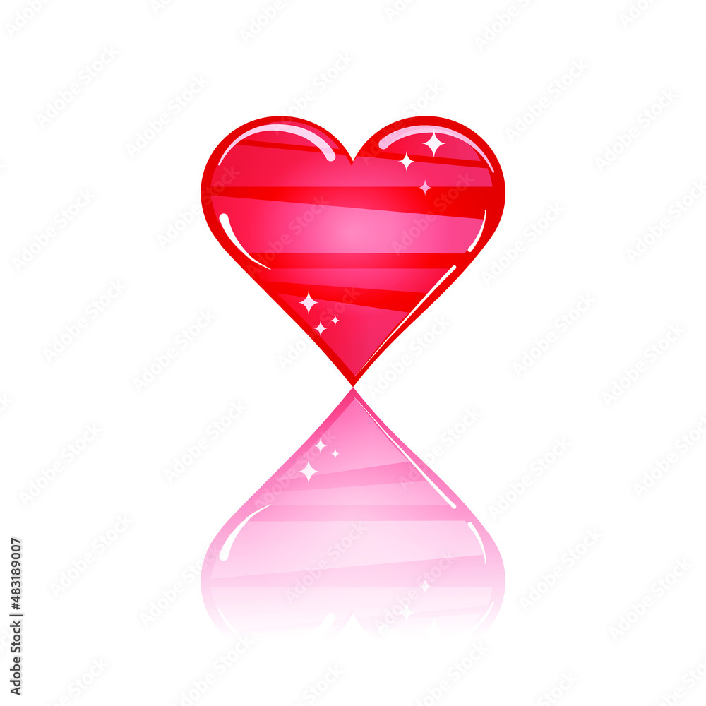 3D Red crystal heart vector illustration. Vector design element. Pink ...