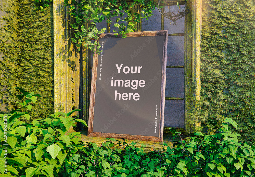 Garden with Picture Frame Mockup Stock Template | Adobe Stock