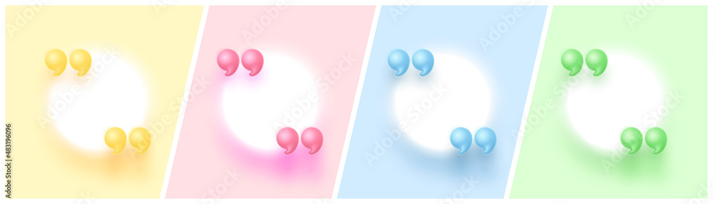 3d quote realistic render design in cute cartoon style volumetric icons ...