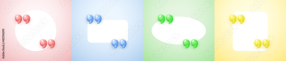 3d quote realistic render design in cute cartoon style volumetric icons ...