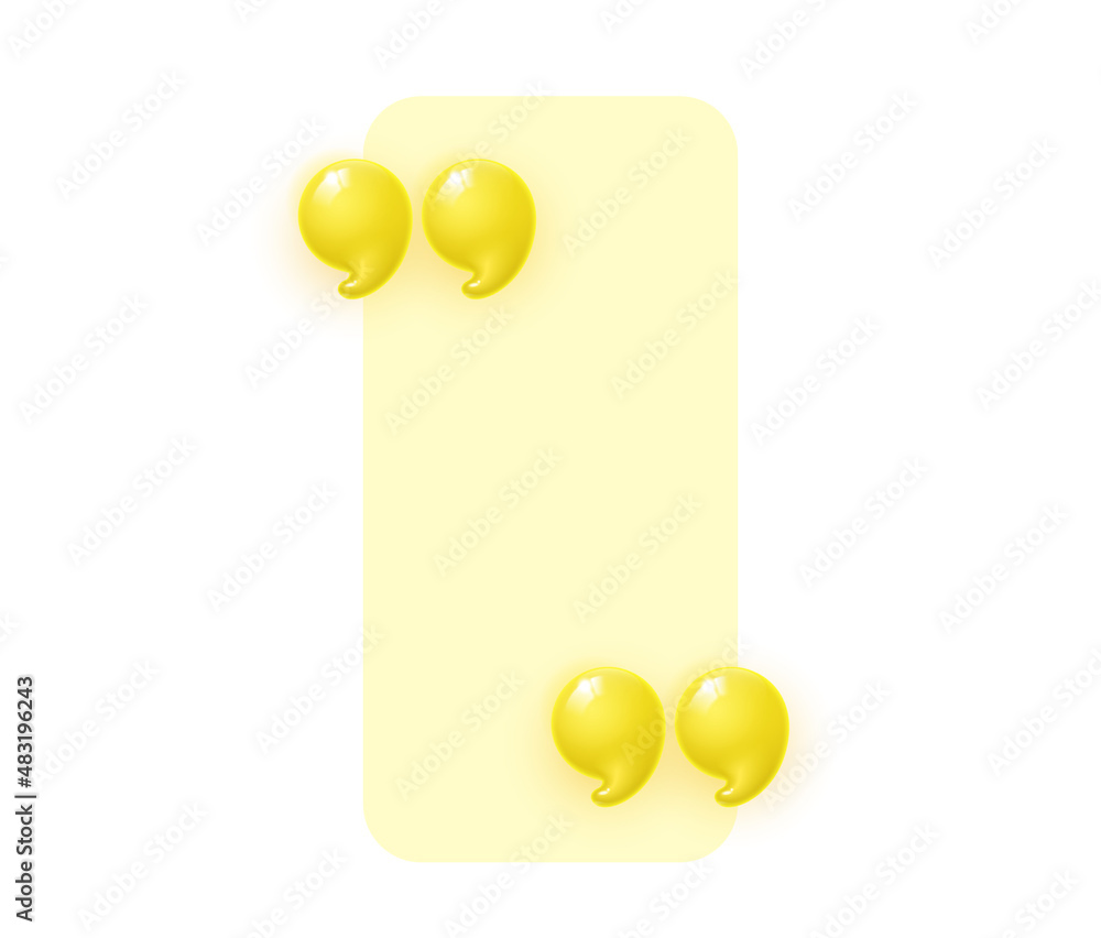 3d quote realistic render design in cute cartoon style volumetric icons ...