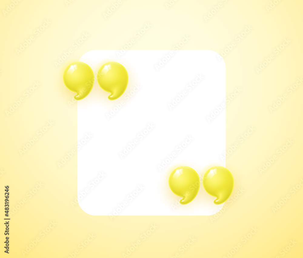 3d quote realistic render design in cute cartoon style volumetric icons ...