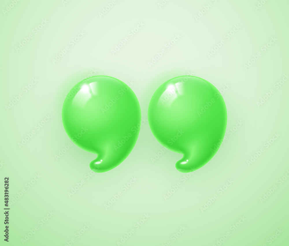 3d quote realistic render design in cute cartoon style volumetric icons ...