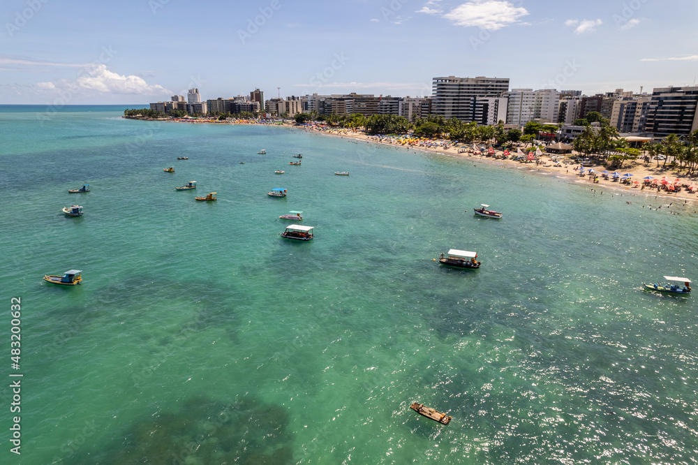 Aerial view of beaches in Maceio, Alagoas, Northeast region of Brazil ...