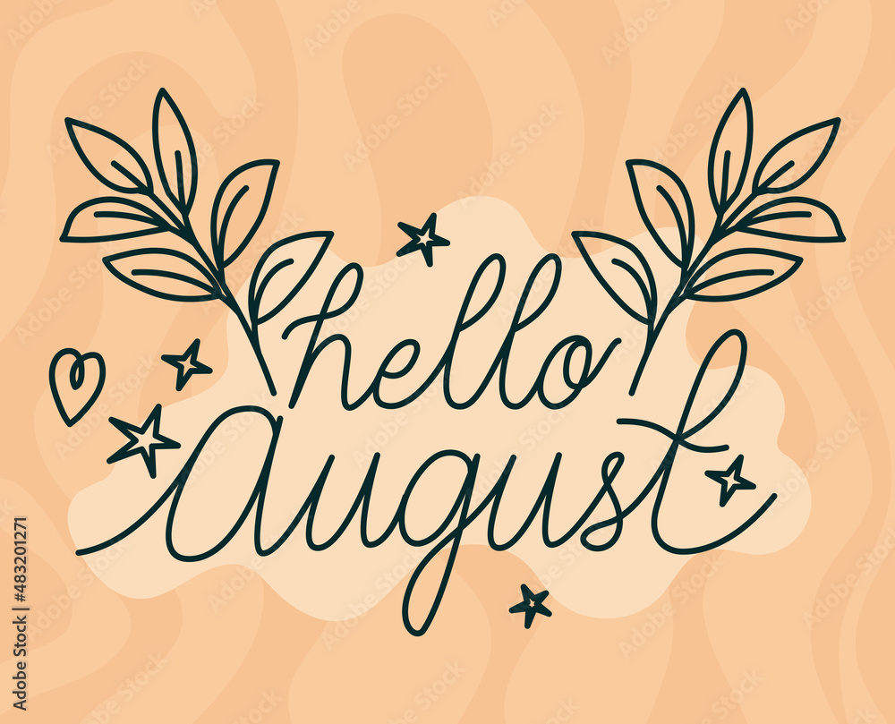 card of hello august Stock Vector | Adobe Stock