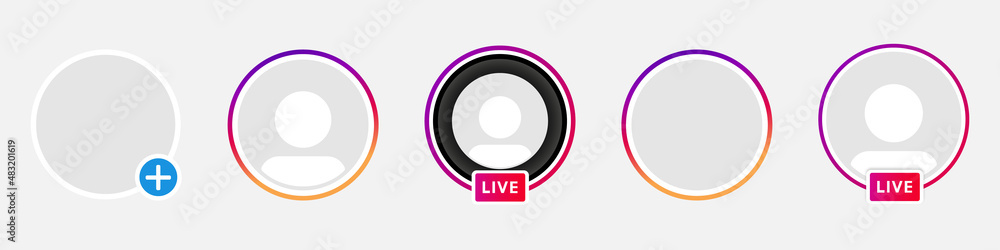 Vector set instagram story. Instagram live stream, new story badge ...