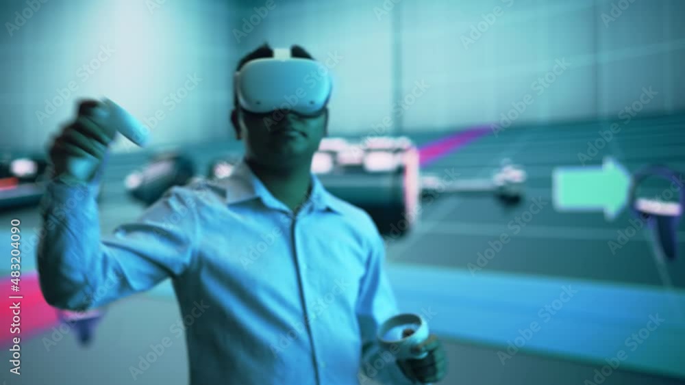 Automotive Engineer Using a VR Software to Showcase Electric Motor and ...