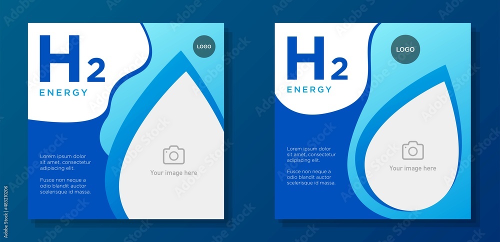 Hydrogen energy social media post, banner set, h2 renewable energy ...