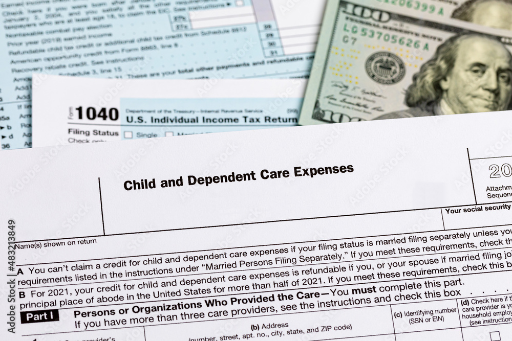 Child tax credit form. Tax credit, deduction and tax return concept ...