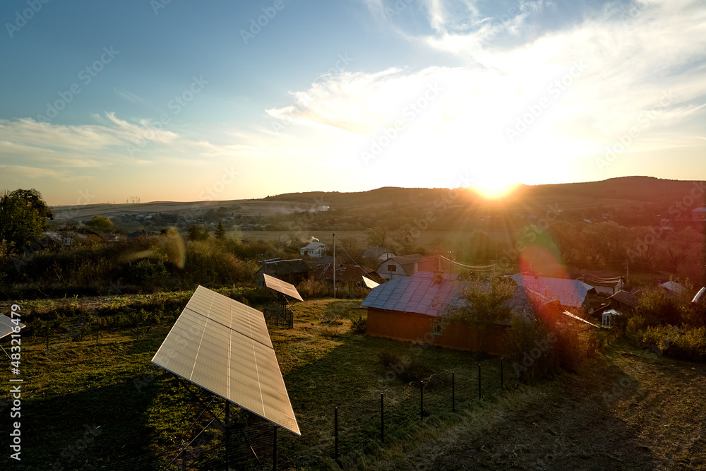 Private home with solar photovoltaic panels mounted on stand-alone ...