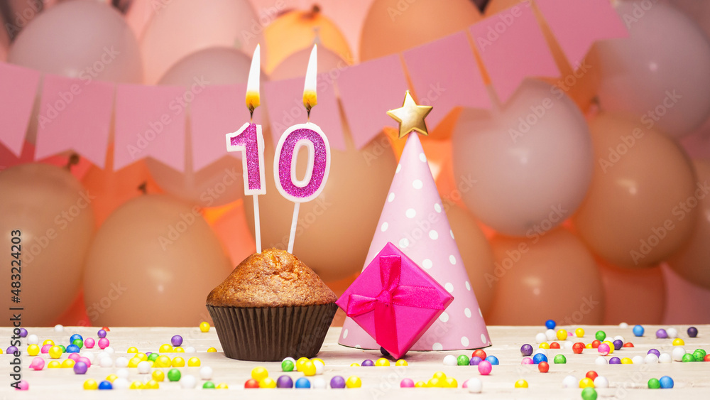 Decorations With Balloons And A Happy Birthday Candle With The Number decorations-with-balloons-and-a-happy-birthday-candle-with-the-number