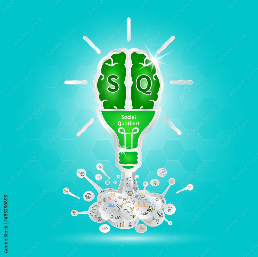 SQ Emotional intelligence. Heart and brain on balanced scale symbol ...