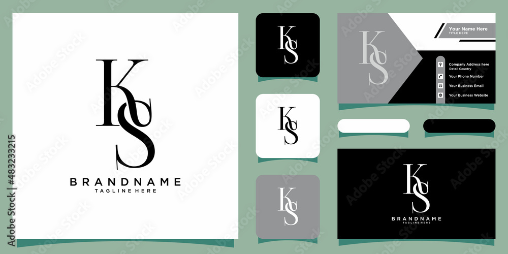 Alphabet letters Initials Monogram logo KS with business card design ...
