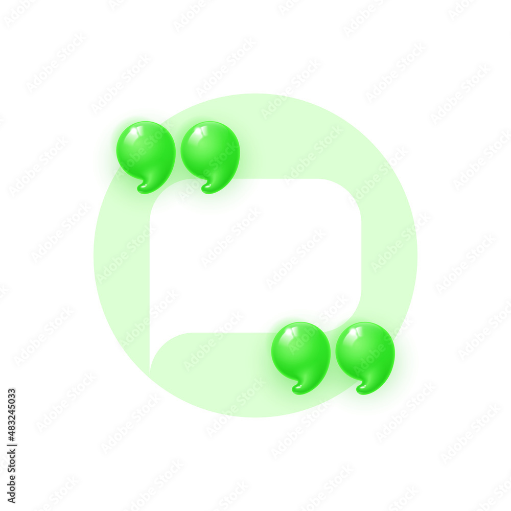 3d quote realistic render design in cute cartoon style volumetric icons ...