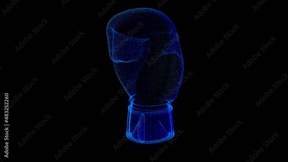 Boxing glove. Glow particles formation of glove. The concept of virtual ...