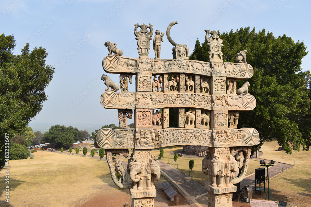 Stupa No 1, North Gateway. Rear view of Architraves and pillars ...