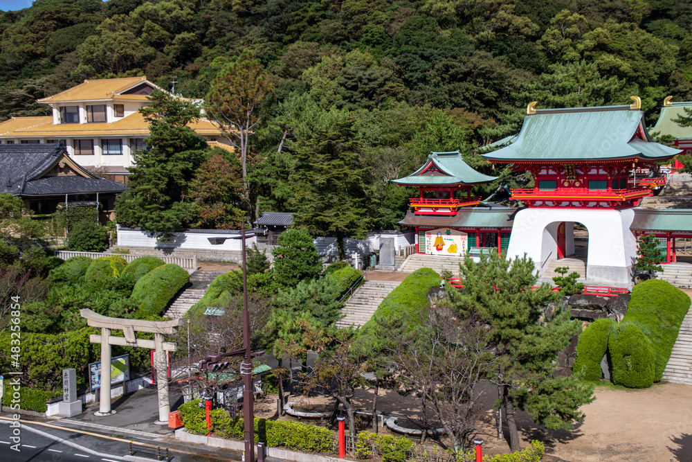 Shimonoseki, Yamaguchi / JAPAN - Sep 25 2020 : Akama Shrine from high ...