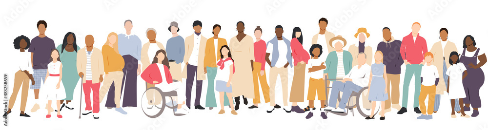 People stand side by side together. Flat vector illustration. Stock ...