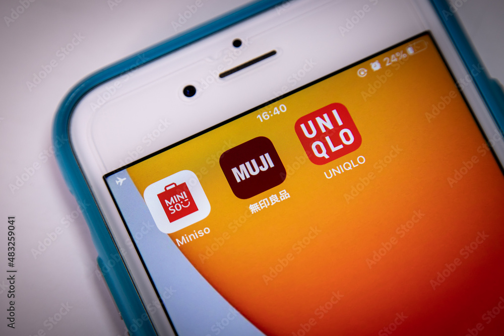 Kumamoto / JAPAN - Oct 16 2020 : Miniso, MUJI & Uniqlo on iOS. Miniso ...