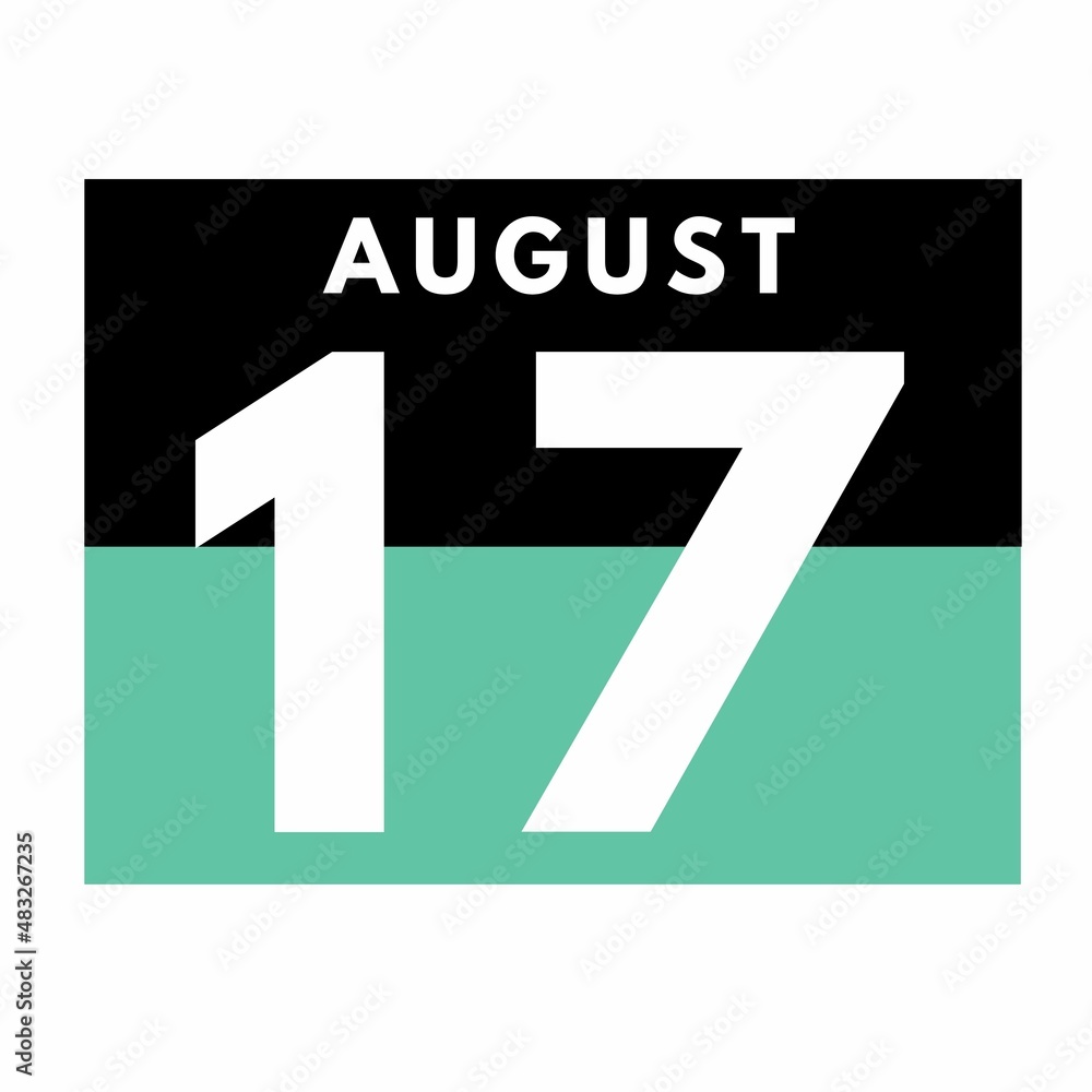 August 17 . Flat daily calendar icon .date ,day, month .calendar for ...