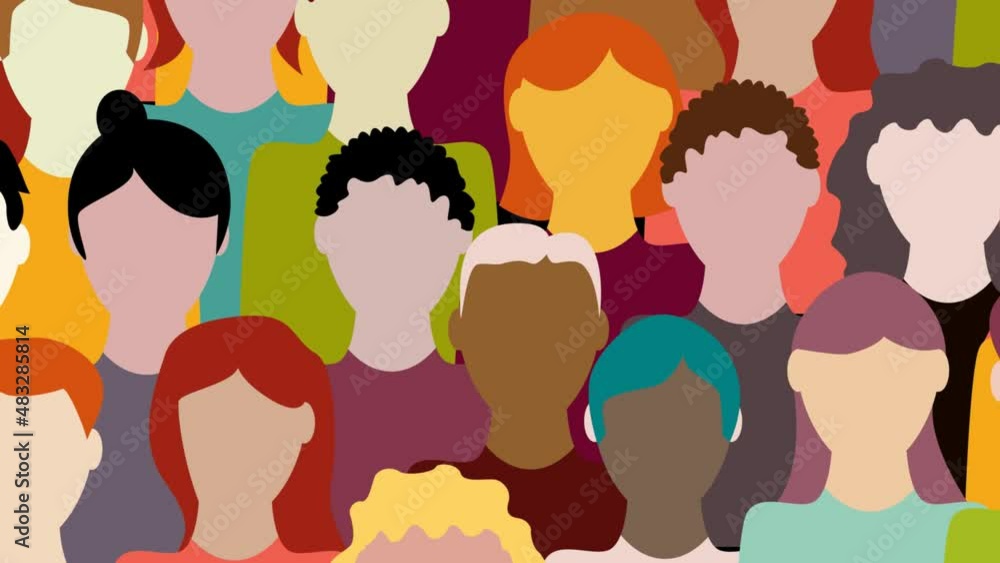 Crowd. Workers group, people in parade or in protest. Flat style ...