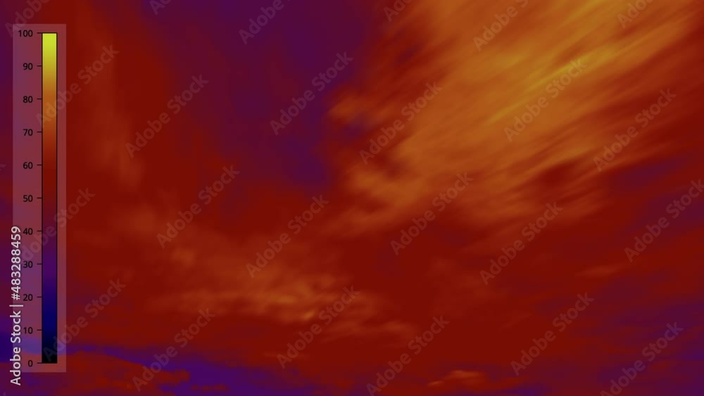 Thermal infrared video of clouds in the sky with temperature and CO2 ...