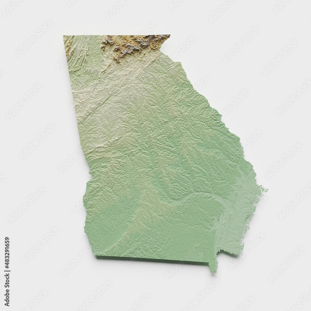 Georgia Topographic Relief Map - 3D Render Stock Photo | Adobe Stock