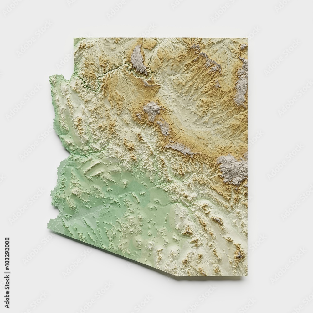 Arizona Topographic Relief Map - 3D Render Stock Photo | Adobe Stock