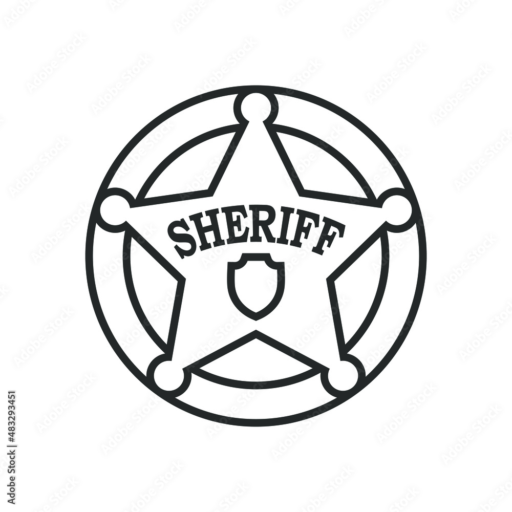 Sheriff star graphic sign. Sheriff emblem isolated on white background ...