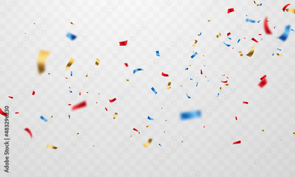 red and blue confetti celebration background For parties and festivals ...