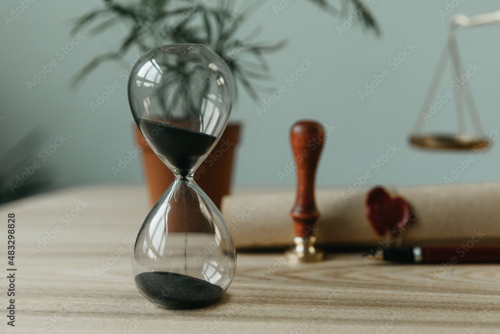 Man notary stamping agreement, company secretary, official document ...