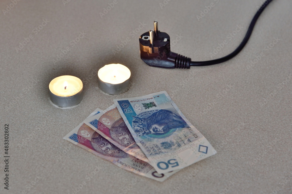 Symbols of poverty: man at home without electricity, without heating ...