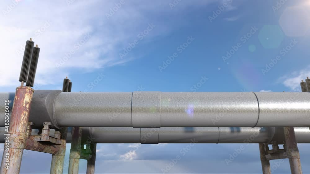 Vídeo do Stock: Moving along lng gas pipeline. Liquefied energy tubes ...