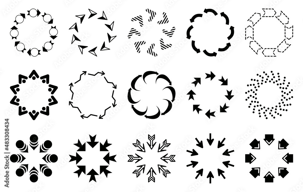Set of decorative arrow borders. Frames of arrows in a circle. Arrows ...