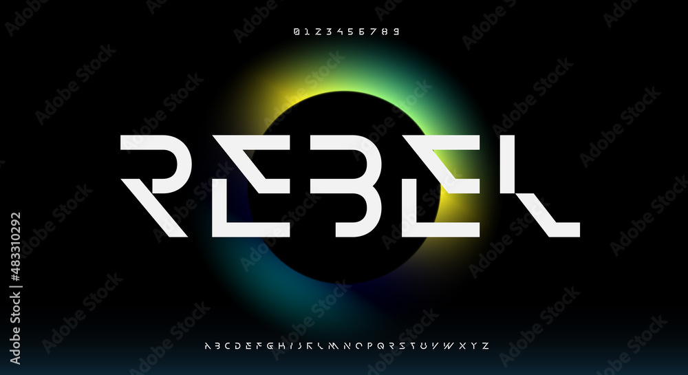 Abstract futuristic alphabet font. digital space typography vector ...