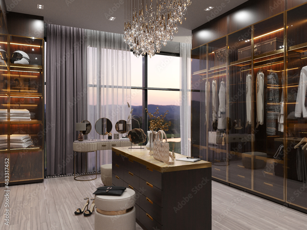 Mmodern bad room design. 3D render. Interior visualization ...