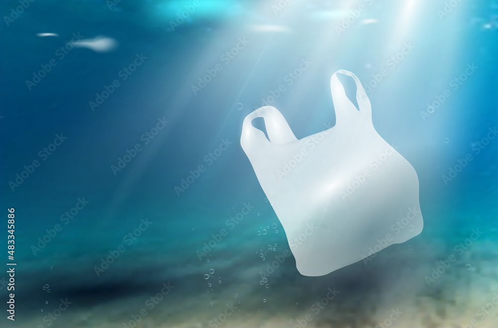 Plastic bag floating in sea - vector illustration Stock Vector | Adobe ...