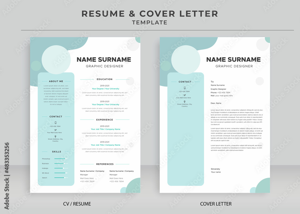 Resume and Cover Letter Template, Minimalist resume cv template, Cv ...