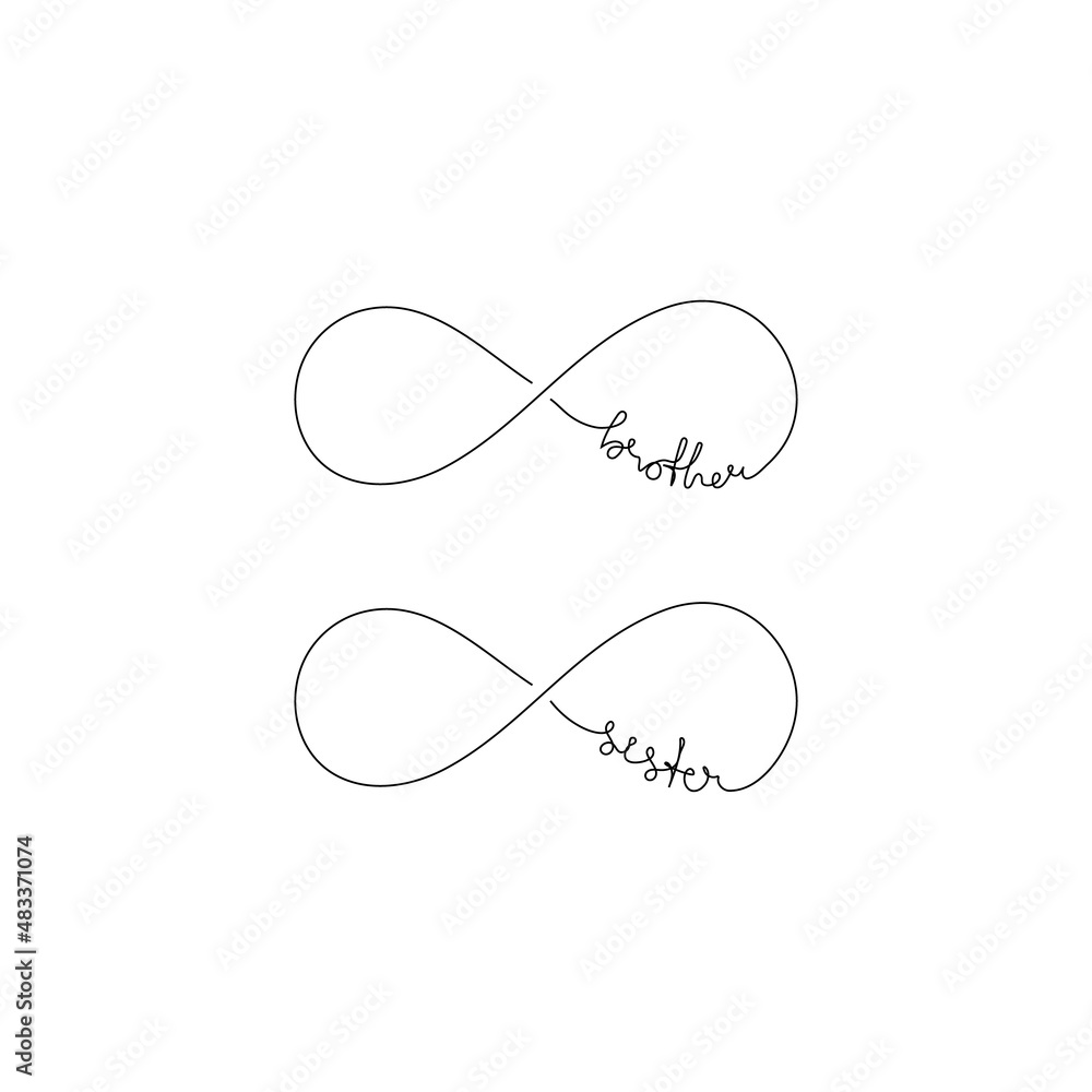 Brother and Sister word with infinity symbol. Siblings love concept ...