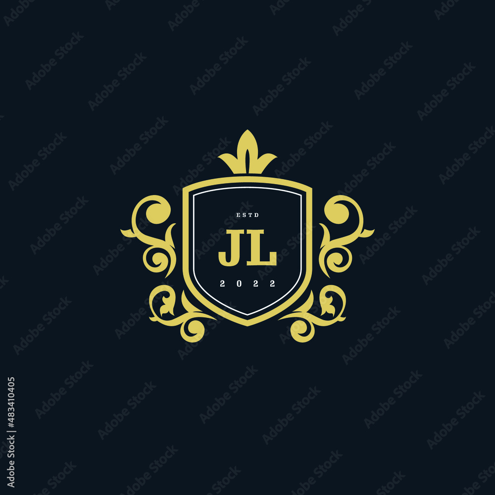 Letter Initial JL with Royal Template. luxury gold vector logo design ...